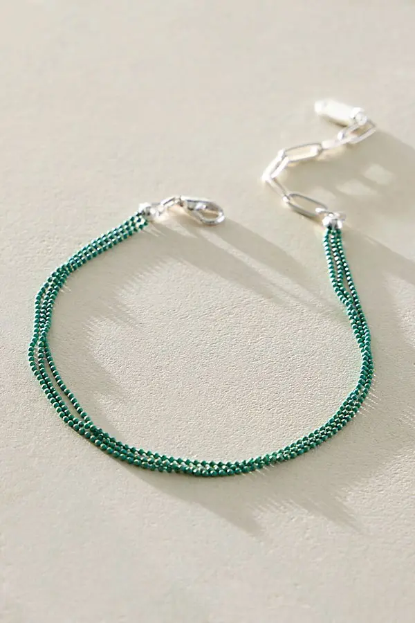 Free People Celia Anklet - Silver/sage