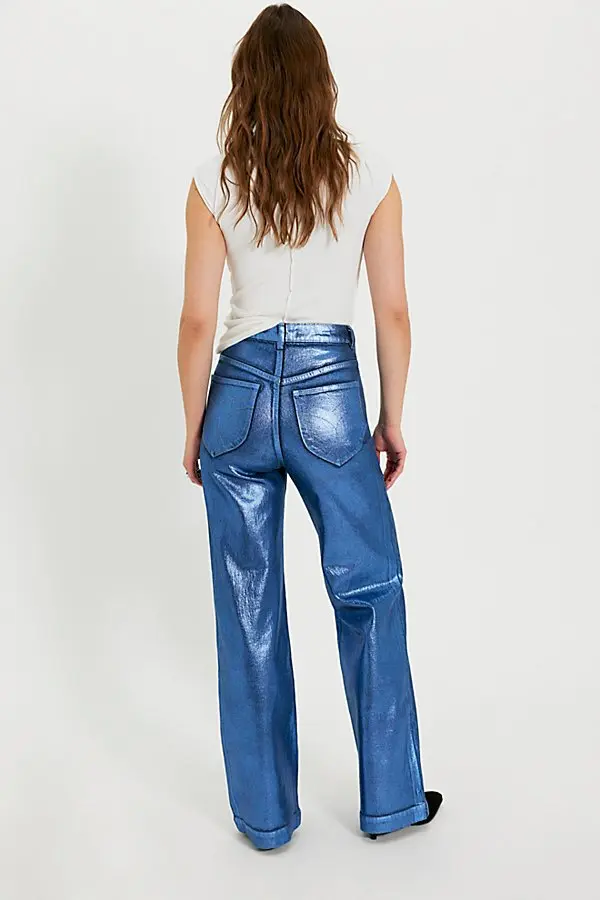 Rolla's Metallic Sailor High-rise Wide-leg Jeans