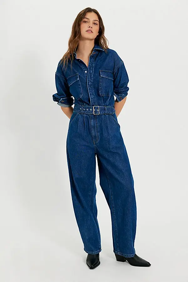 Rolla's Denim Barrel Jumpsuit - Deep Blue