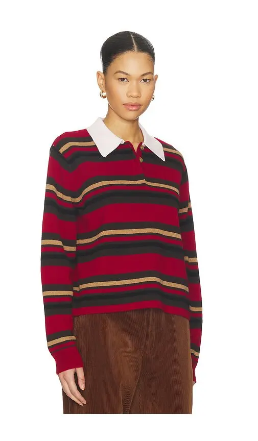 Guest In Residence Cropped Stripe Rugby Sweater - Ruby Combo