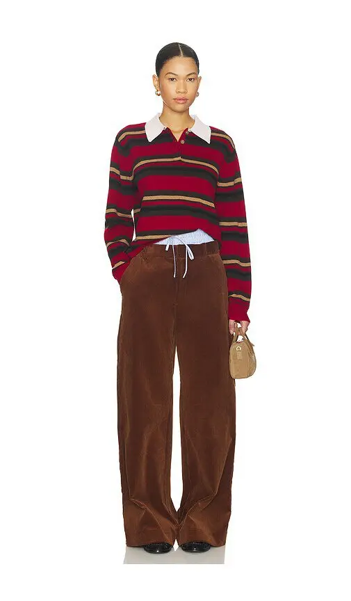 Guest In Residence Cropped Stripe Rugby Sweater - Ruby Combo