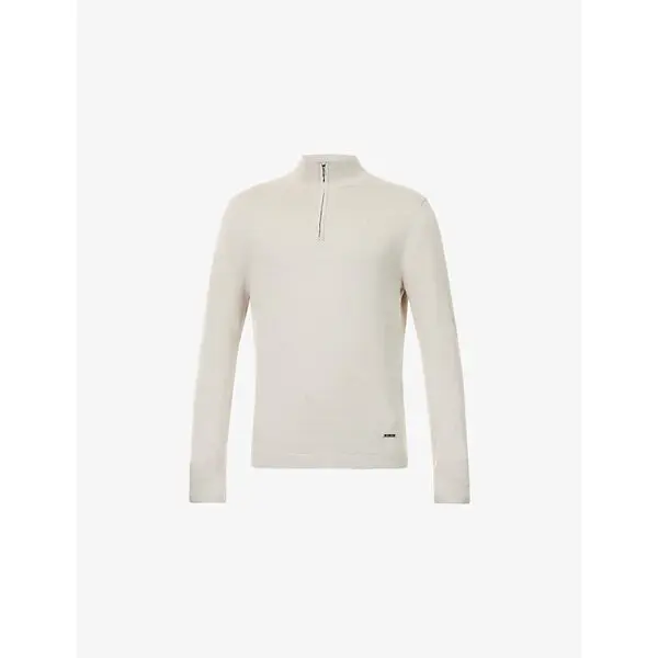 BELIER Funnel-neck Half-zip Knitted Sweater - Pebble