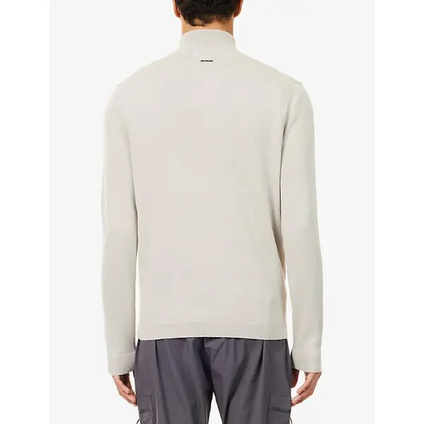 BELIER Funnel-neck Half-zip Knitted Sweater - Pebble