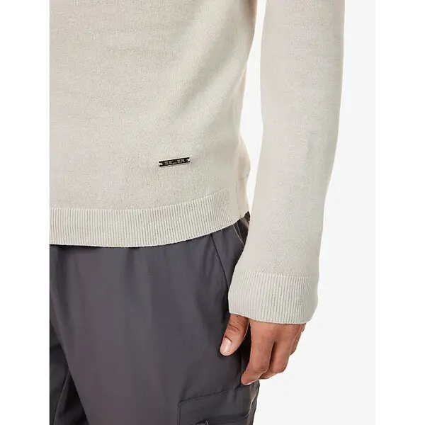 BELIER Funnel-neck Half-zip Knitted Sweater - Pebble