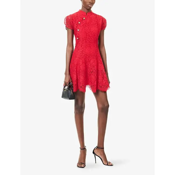 SELF-PORTRAIT Lace Cap-sleeved Mini Dress