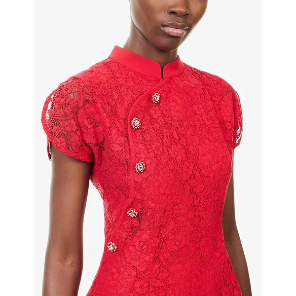 SELF-PORTRAIT Lace Cap-sleeved Mini Dress