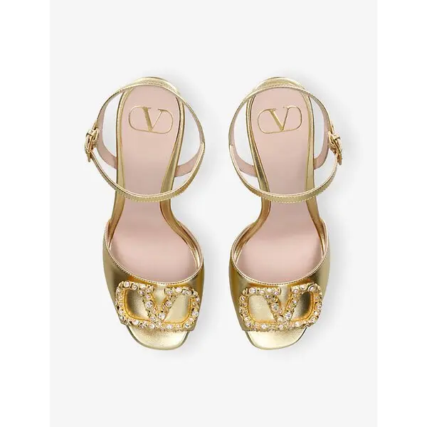 Valentino Garavani Vlogo Signature Patent-leather Platform Sandals