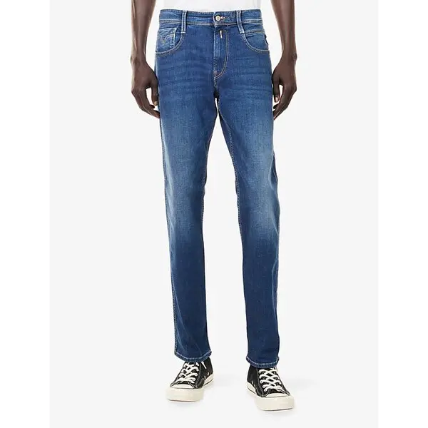 REPLAY Anbass Slim-fit Stretch-denim Jeans - Blue