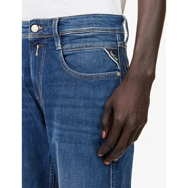 REPLAY Anbass Slim-fit Stretch-denim Jeans - Blue
