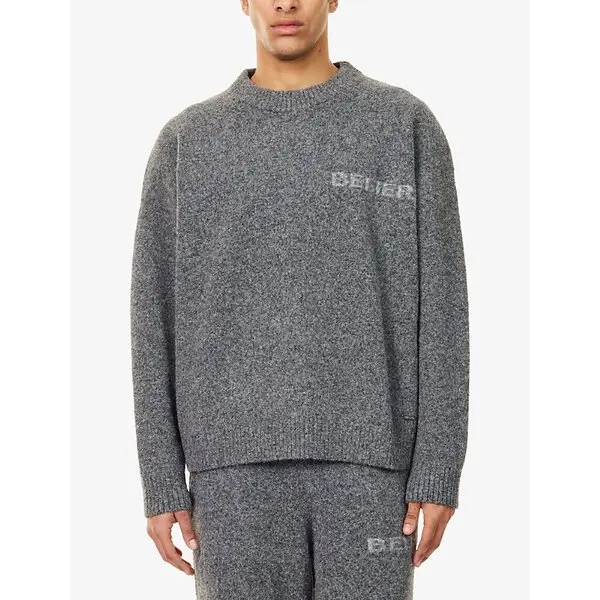 BELIER Intarsia Crewneck Knitted Jumper