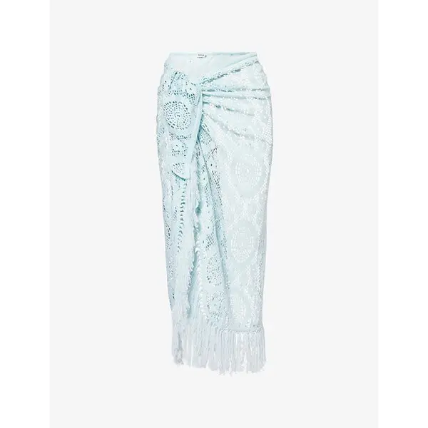 Simkhai Thyri Fringe-trim Crochet Mini Skirt - Sky