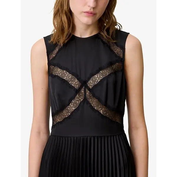 Claudie Pierlot Pleated Open-Work Maxi Dress In Black - 49% Off |  Editorialist