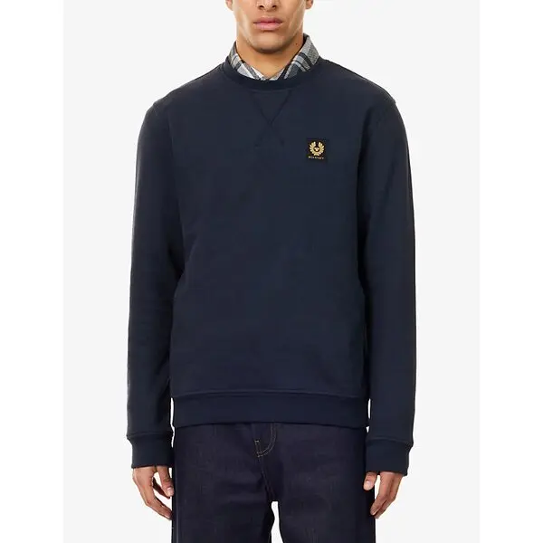 Belstaff Cotton-jersey Sweatshirt With Logo - Dark Ink