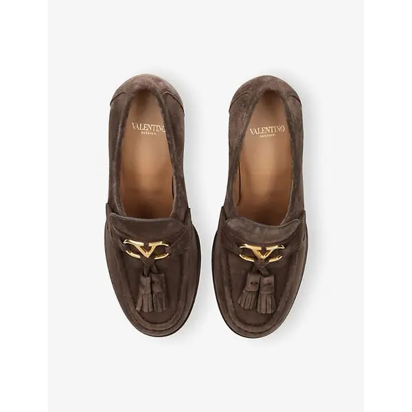 Valentino Garavani Vlogo 60 Suede Heeled Loafers