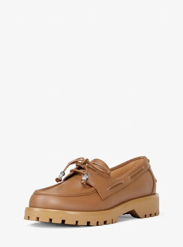 Michael Kors Kenny Leather Loafer With Charm Laces And Lug Sole