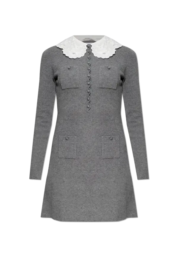 SELF-PORTRAIT Dress With Detachable Collar - Grey