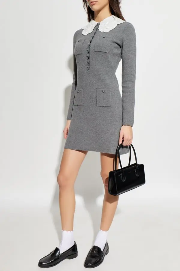 self portrait grey dress Grey Knit Mini Dress  self-portrait-US