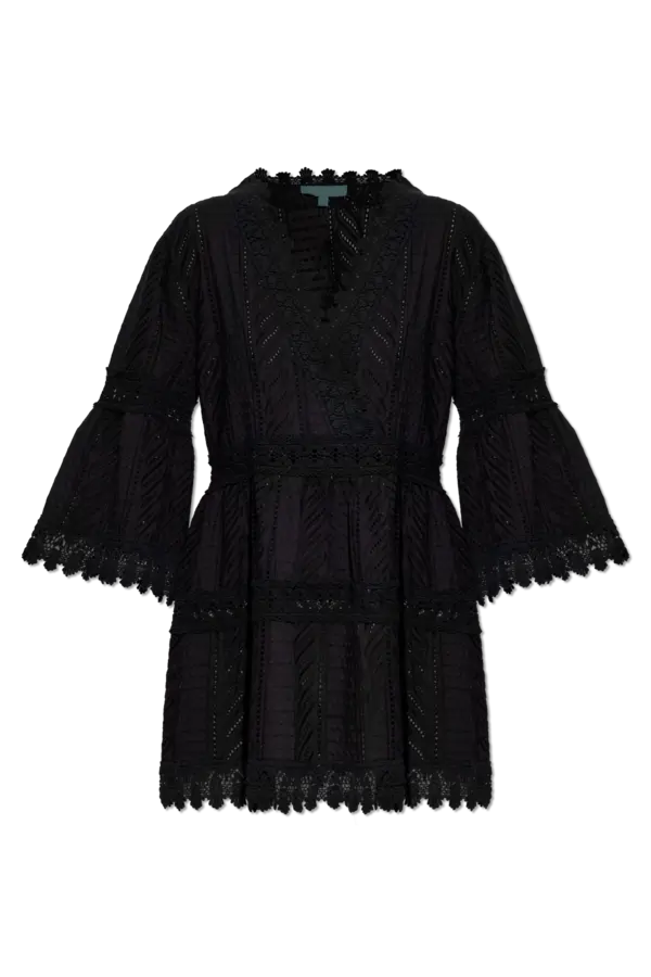 Melissa Odabash Cotton Mini Dress With Flared Sleeves - Black
