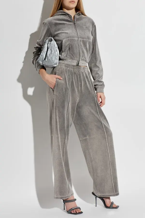 Alexander Wang Track Pants With Crystal Embellishments - Grey