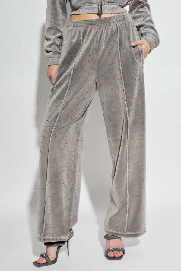 Alexander Wang Track Pants With Crystal Embellishments - Grey