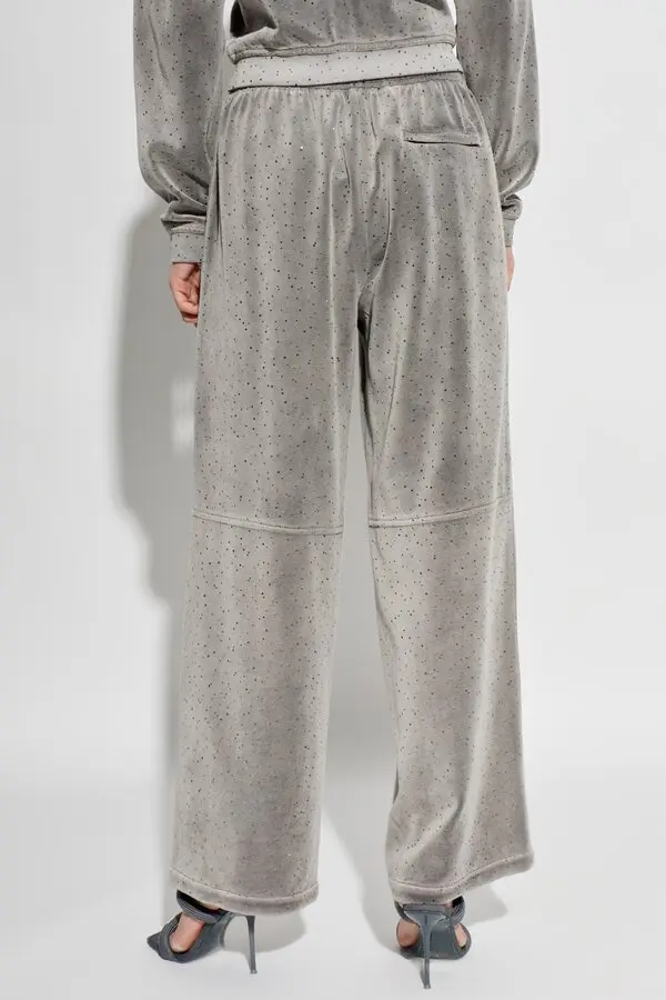 Alexander Wang Track Pants With Crystal Embellishments - Grey