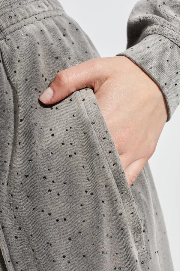 Alexander Wang Track Pants With Crystal Embellishments - Grey