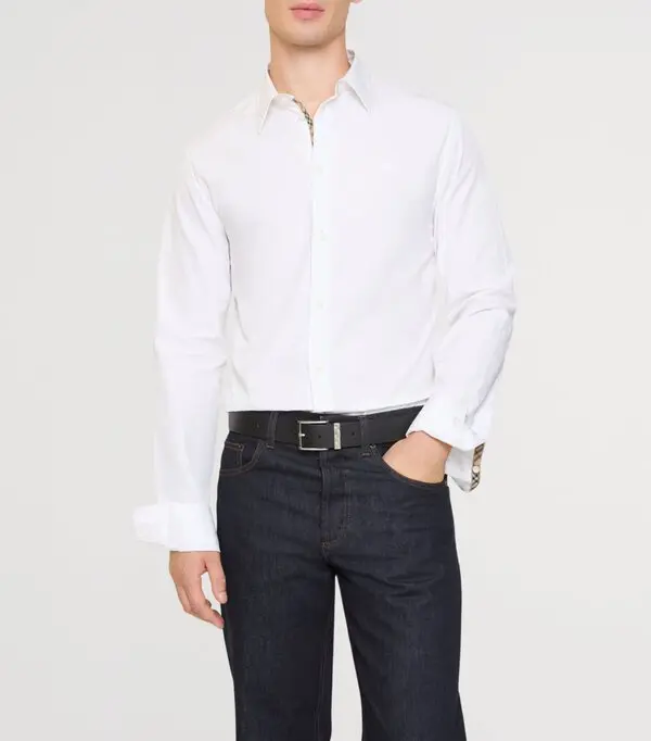 Burberry Cotton Poplin Ekd-embroidered Shirt - White