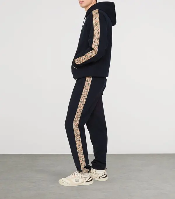 Burberry Check-tape Slim Sweatpants - Navy