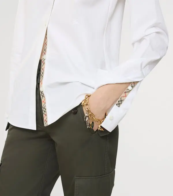 Burberry Cotton Poplin Ekd-embroidered Formal Shirt