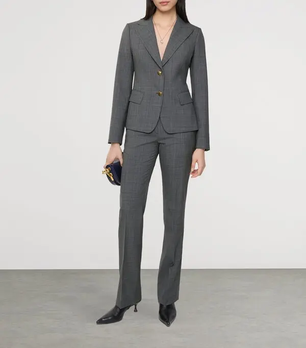 Burberry Wool Checkered Trousers - Grey