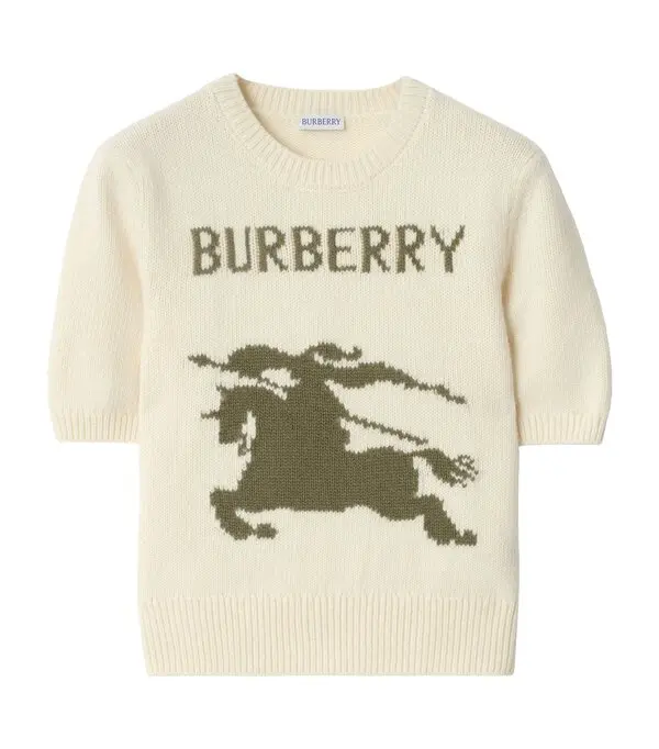 Burberry Wool-cashmere Short-sleeve Sweater - White