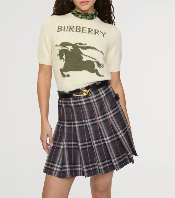 Burberry Wool-cashmere Short-sleeve Sweater - White