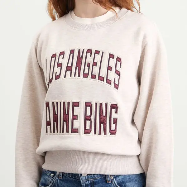 ANINE BING Harry Shrunken Sweatshirt - Beige