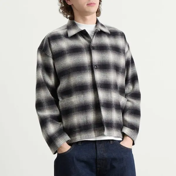 You Must Create Pj Check Flannel Overshirt - Black/olive