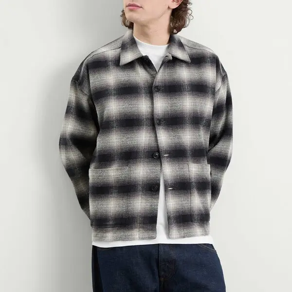 You Must Create Pj Check Flannel Overshirt - Black/olive