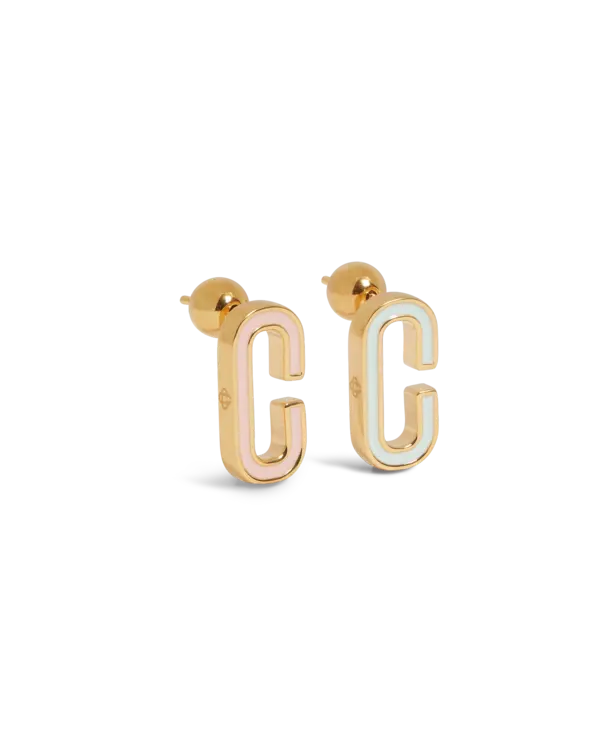 Casablanca Enamel C Link Ear Studs