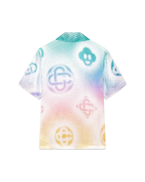 Casablanca Halftone Logo Short Sleeve Silk Shirt - Multicolor