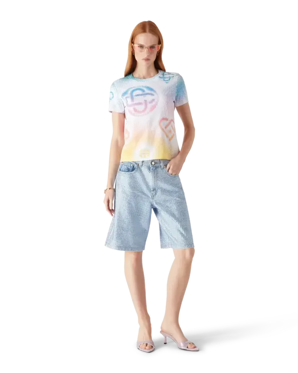 Casablanca Halftone Logo Fitted Short Sleeve T-shirt - Multicolor