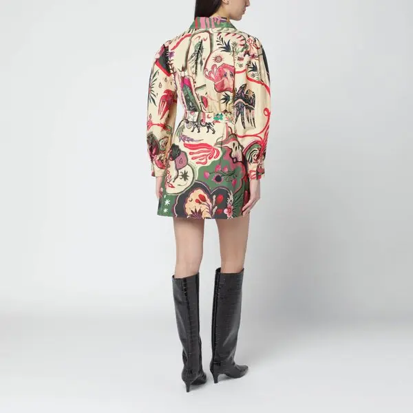 Farm Rio Short Printed Cotton Dress With Belt