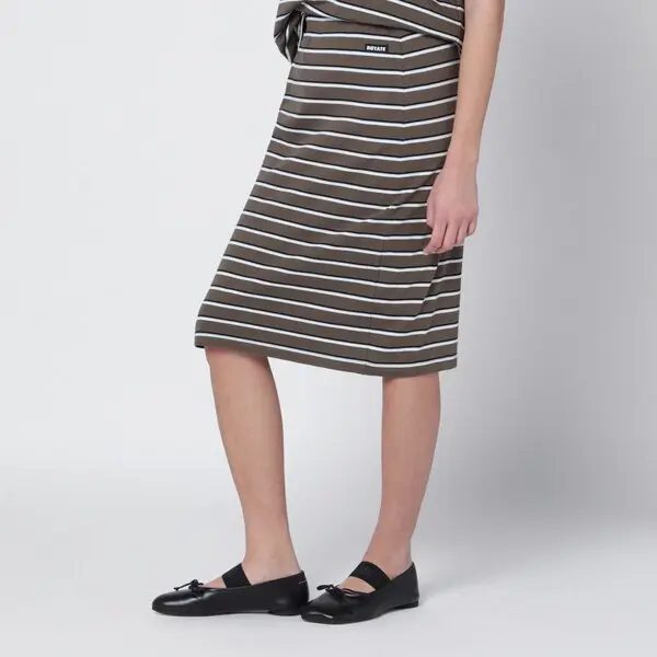 ROTATE BY BIRGER CHRISTENSEN Striped Cotton-jersey Pencil Skirt - Brown