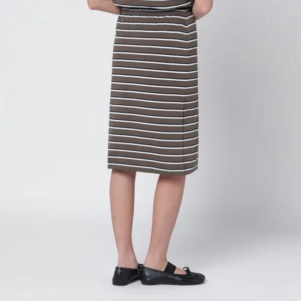 ROTATE BY BIRGER CHRISTENSEN Striped Cotton-jersey Pencil Skirt - Brown