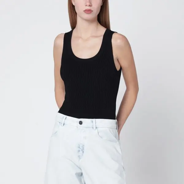 Alaïa Ribbed Knit Bodysuit - Black