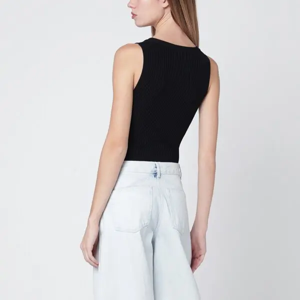 Alaïa Ribbed Knit Bodysuit - Black