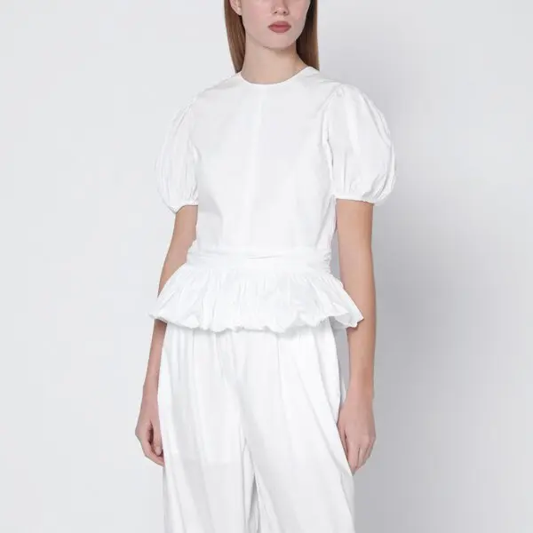 ROTATE BY BIRGER CHRISTENSEN Alix Top With Puff Sleeves - White