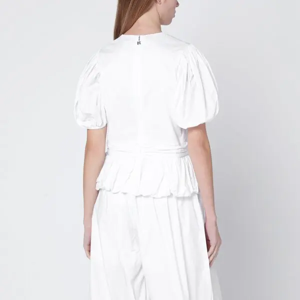 ROTATE BY BIRGER CHRISTENSEN Alix Top With Puff Sleeves - White