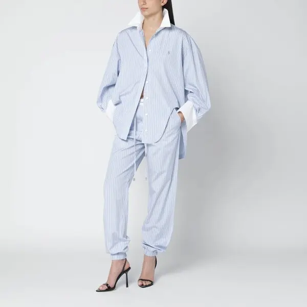 Attico Striped Cotton Poplin Trousers - Light Blue