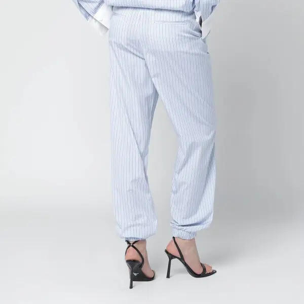 Attico Striped Cotton Poplin Trousers - Light Blue