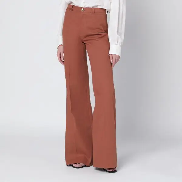 Chloé Flared Cotton Trousers - Beige