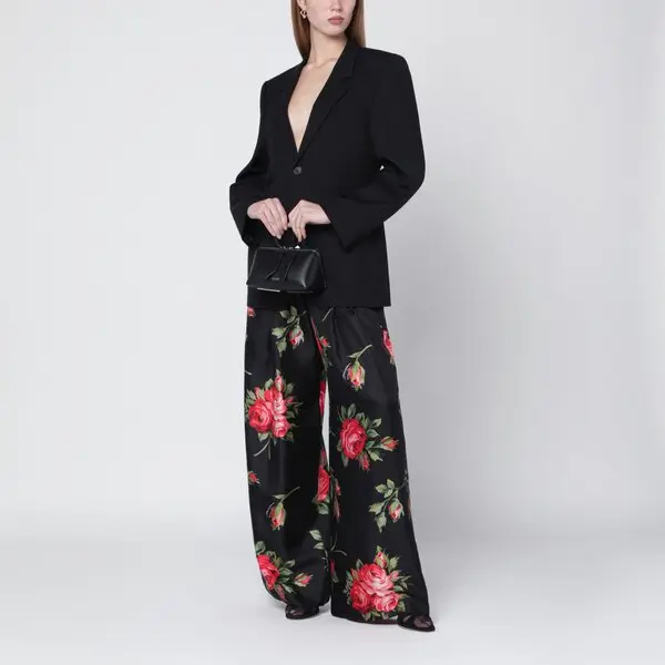 Dolce & Gabbana Wide-leg Twill Trousers With Floral Print - Multicolor