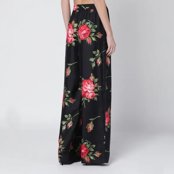 Dolce & Gabbana Wide-leg Twill Trousers With Floral Print - Multicolor